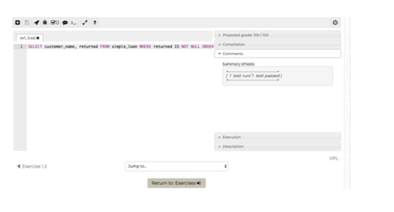 Applying VPL for SQL on a Moodle platform | LAB Open